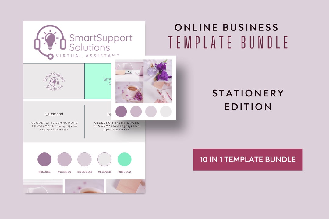 Purple Stationery Bundle Canva Template - Etsy