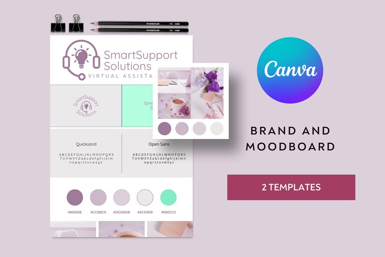 Purple Stationery Bundle Canva Template - Etsy