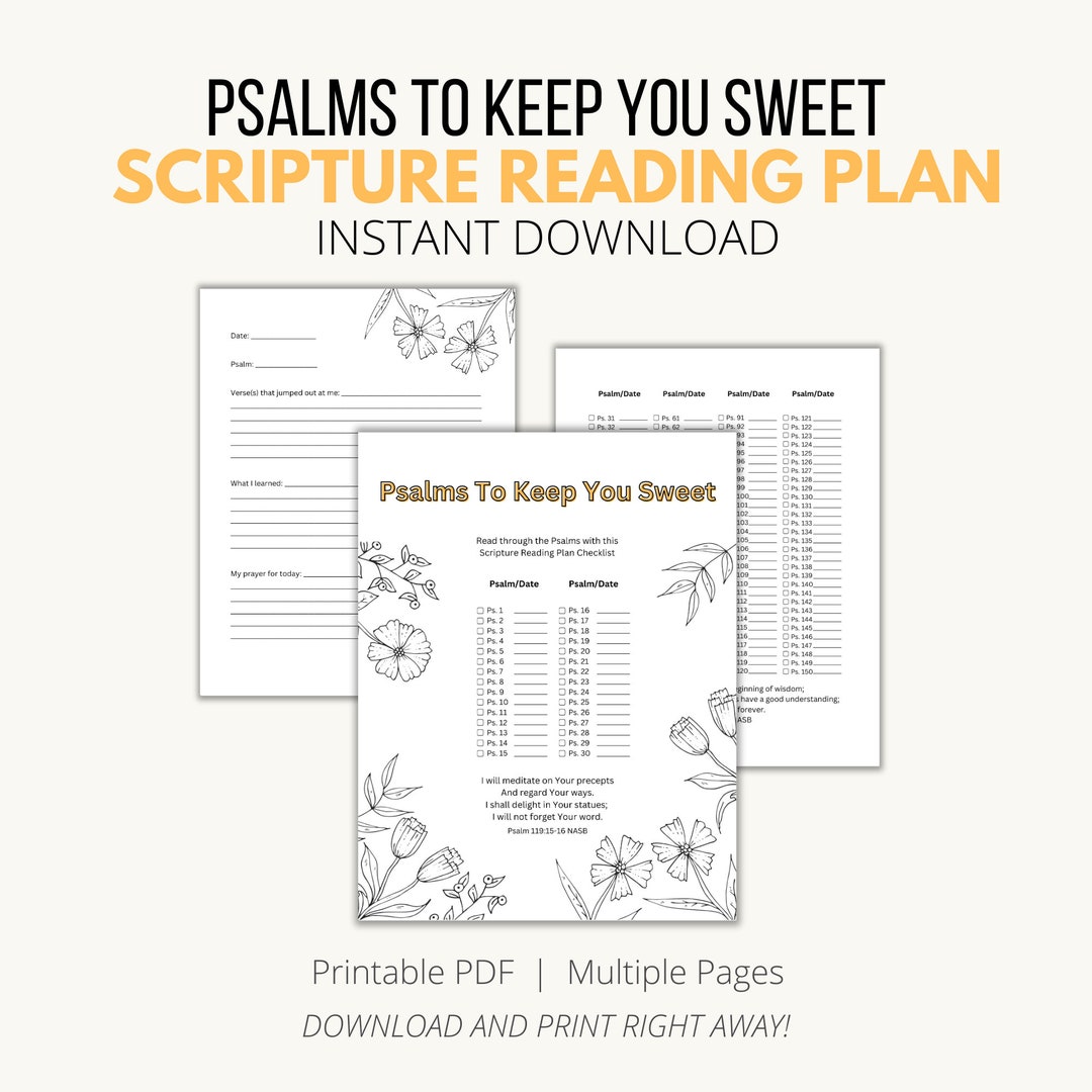 Psalms Bible Reading Plan Checklist - Etsy
