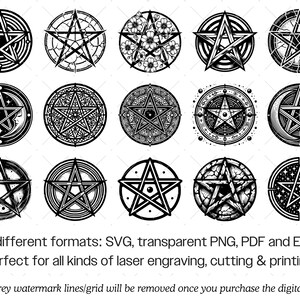 Pentagram SVG Bundle · Wiccan Pagan Occult Pentacle Clipart PNG PDF ...