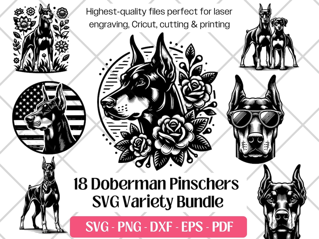 Doberman Pinscher SVG Bundle · Dobie Guard Dog Clipart PNG · Cricut - Etsy