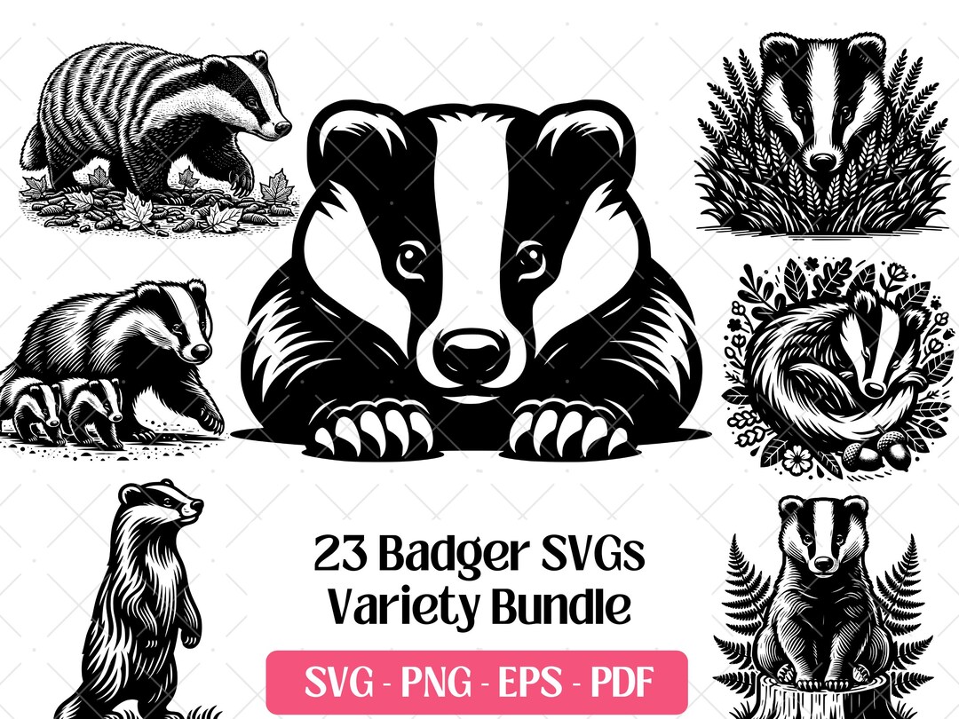 Badger SVG Bundle · Forest Wildlife Animal Nature Badger Design Clipart ...