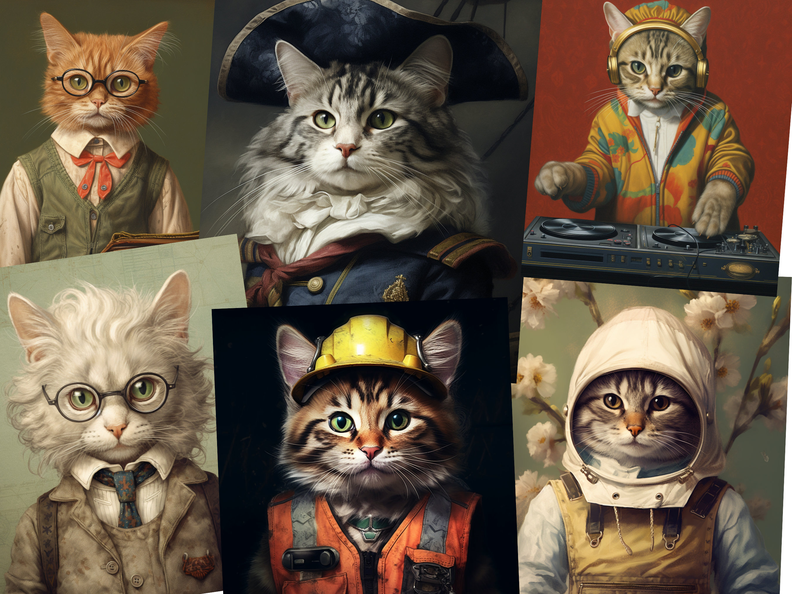 Cat Ephemera Pack, Cats at Work, 100 Cats in Work Attire, Cat PNG Pack for Junk Journals ...