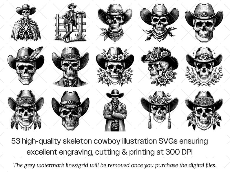Skeleton Cowboy SVG Bundle · Western Outlaw Skull Clipart PNG · Cricut ...