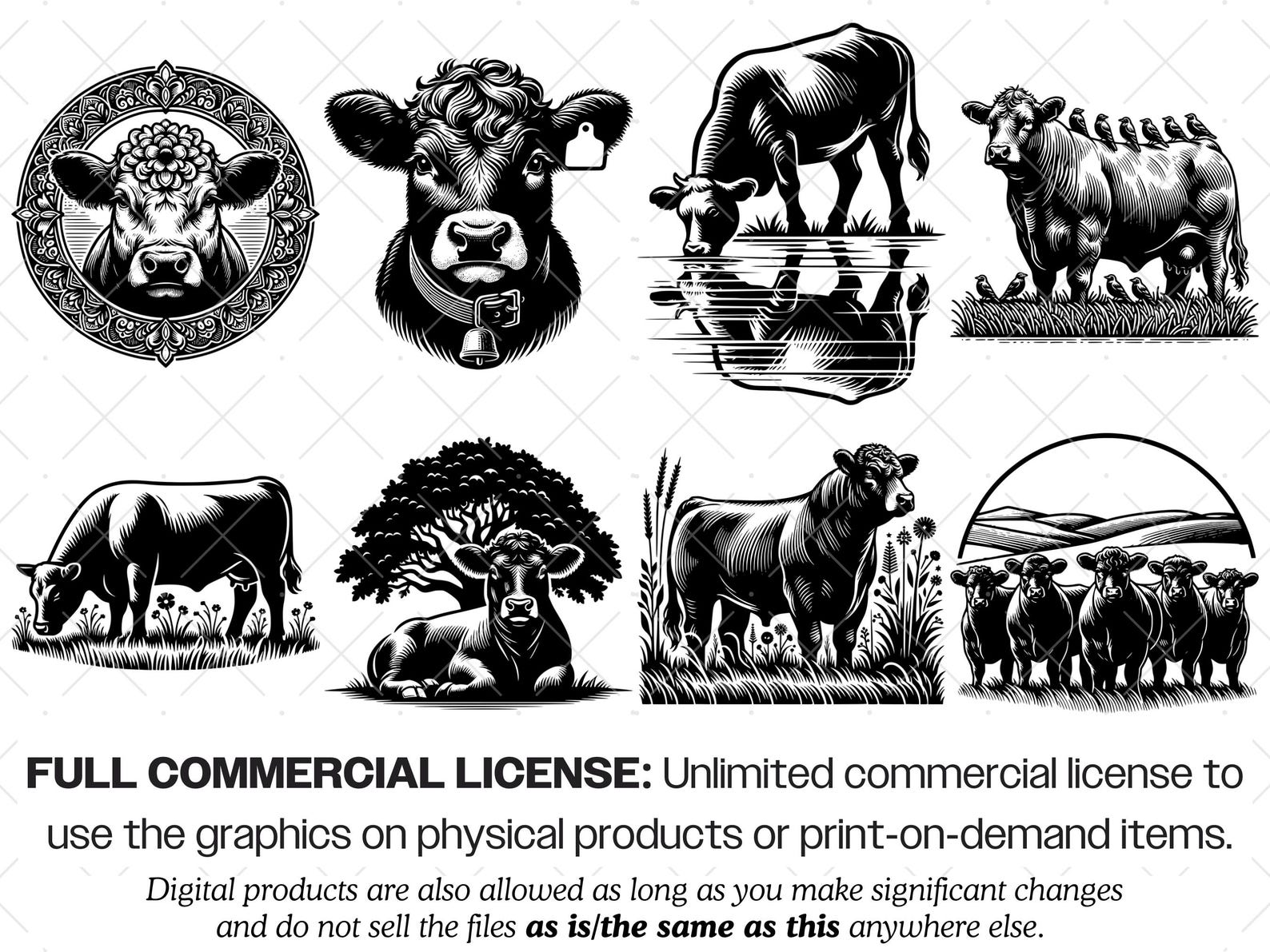 Angus Cow SVG Bundle · Farm Animal Ranch Clipart PNG PDF · Cricut Laser ...