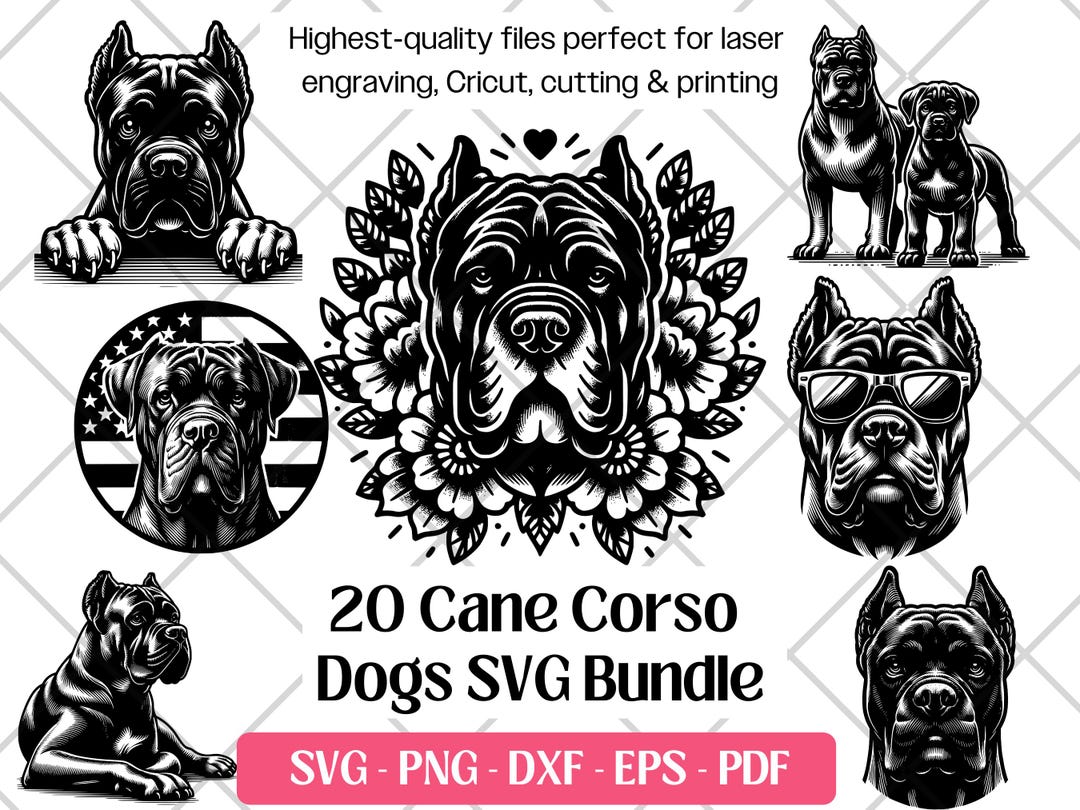 Cane Corso SVG Bundle, Vector, PNG, DXF, Eps, Pdf Cutting and Laser ...