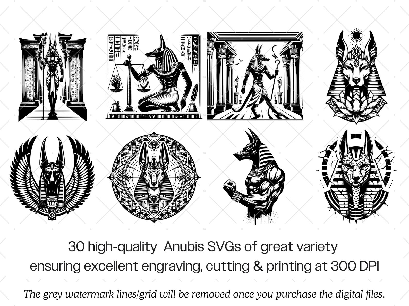 Anubis SVG Bundle Cutting Laser Engraving Files, Egyptian God Mythology ...