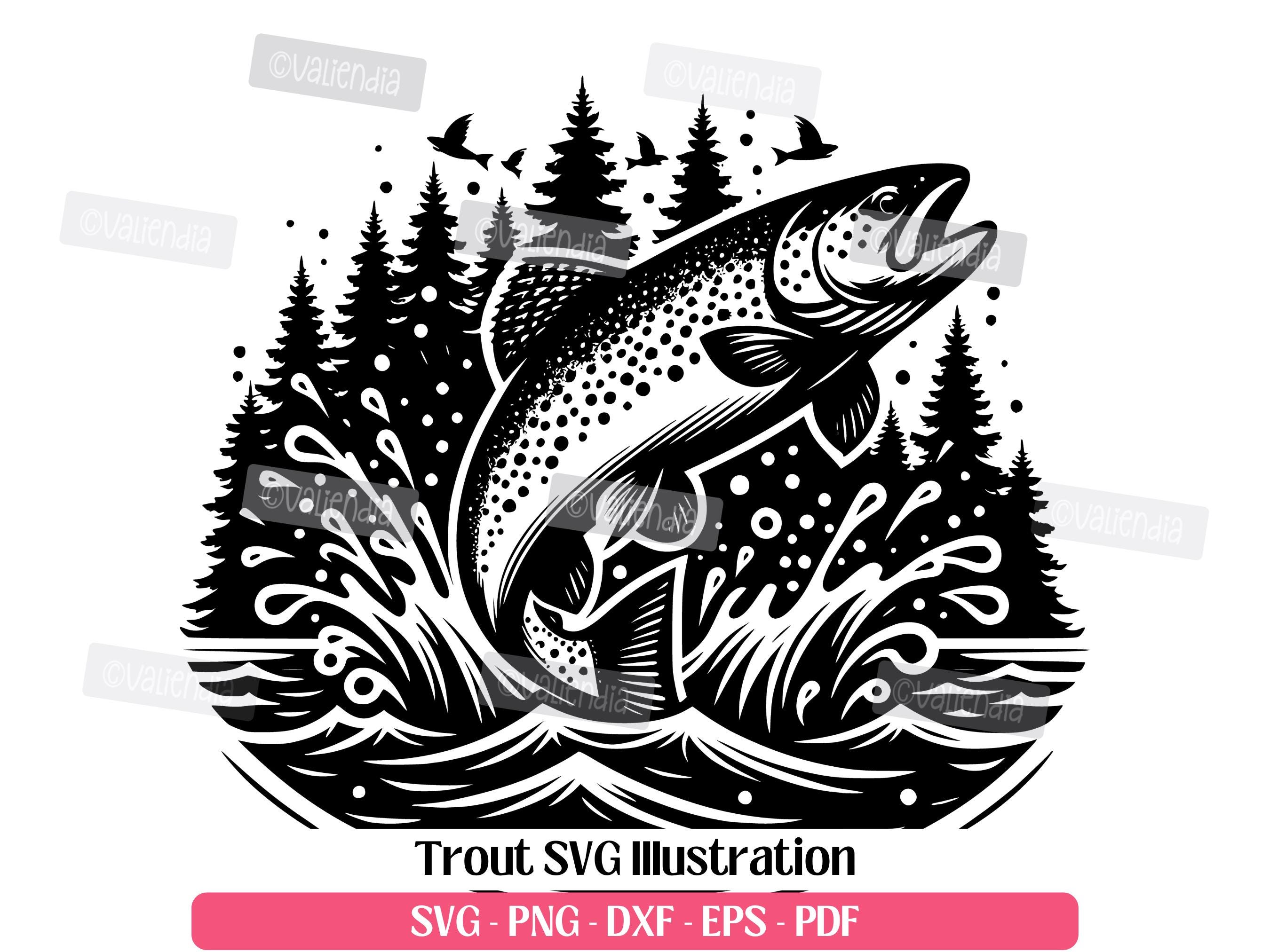 Trout SVG Cutting Laser Engraving File, Png Dxf Eps Pdf, Fishing Svg ...
