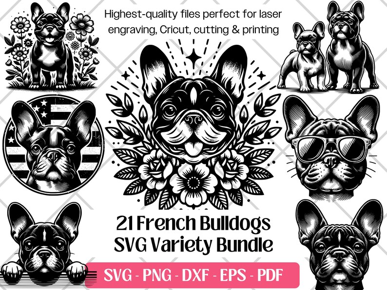 French Bulldog SVG Bundle · Frenchie Funny Dog Clipart PNG PDF · Cricut ...