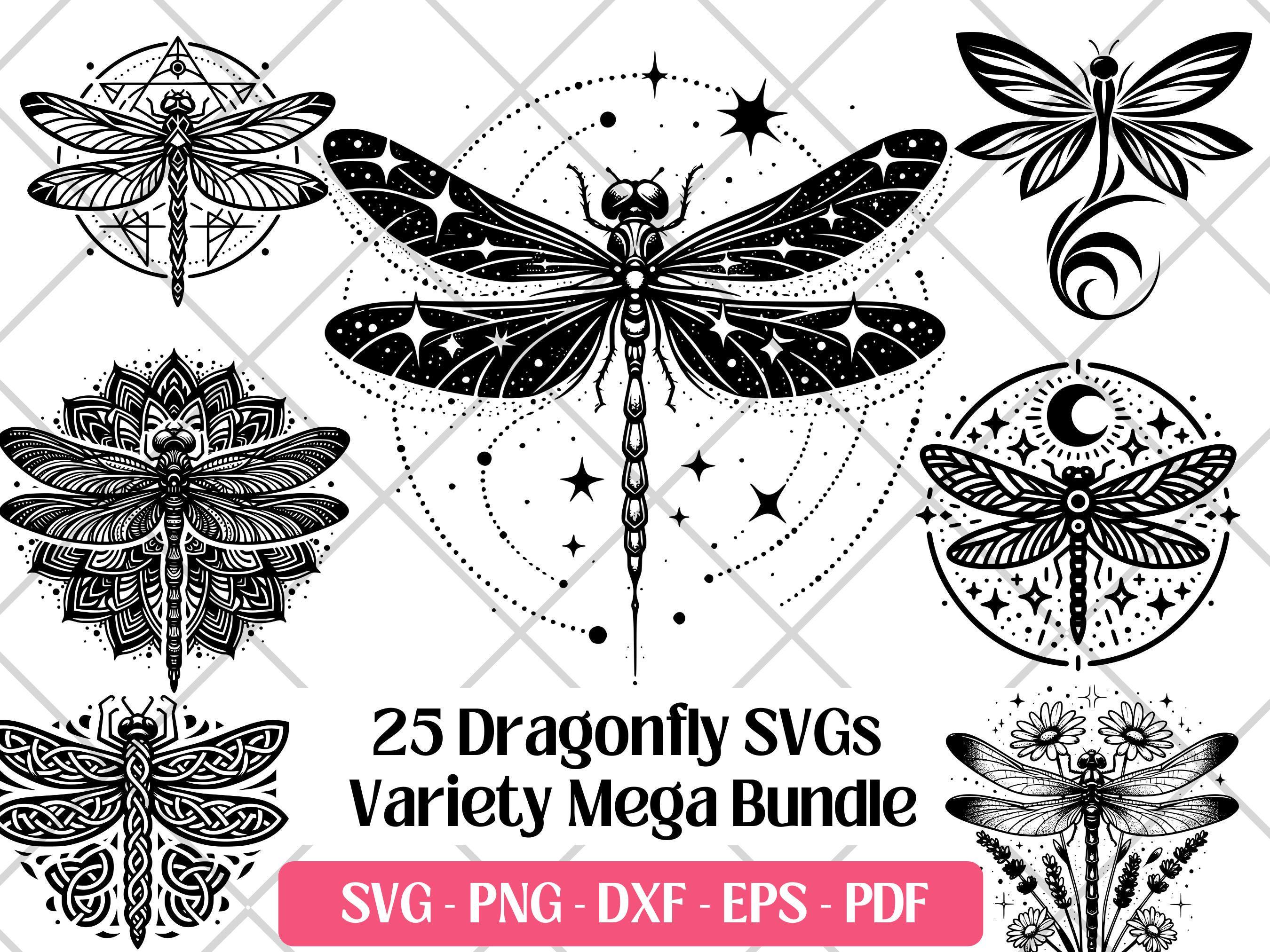 Dragonfly SVG Bundle · Floral Nature Boho Insect Clipart PNG · Cricut ...