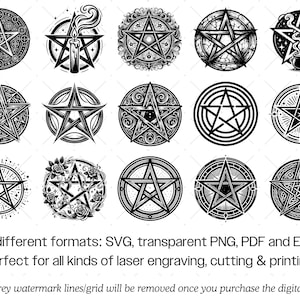 Pentagram SVG Bundle, Cutting Files PNG Eps Pdf Laser Engraving Files ...