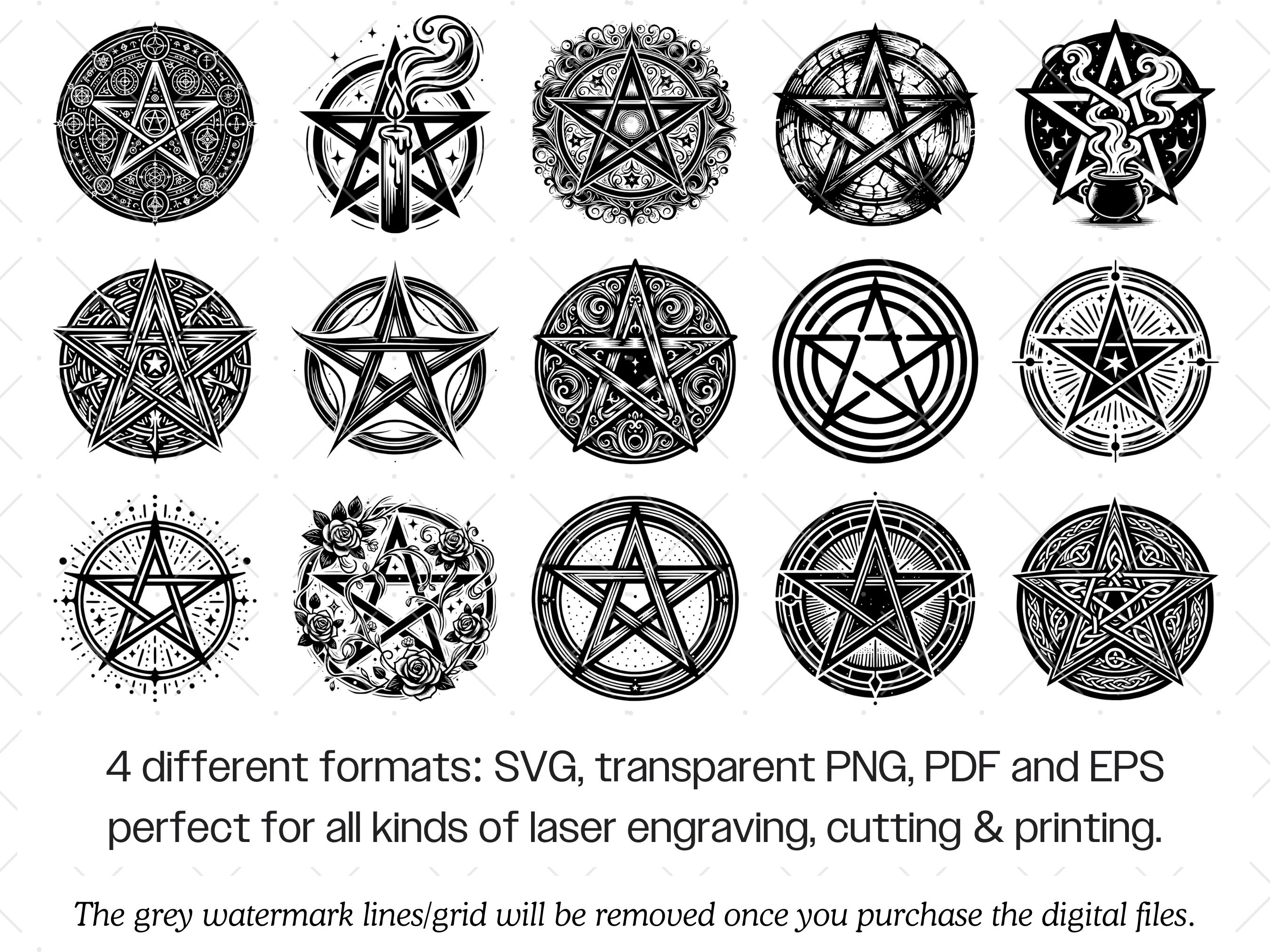 Pentagram SVG Bundle · Wiccan Pagan Occult Pentacle Clipart PNG PDF ...