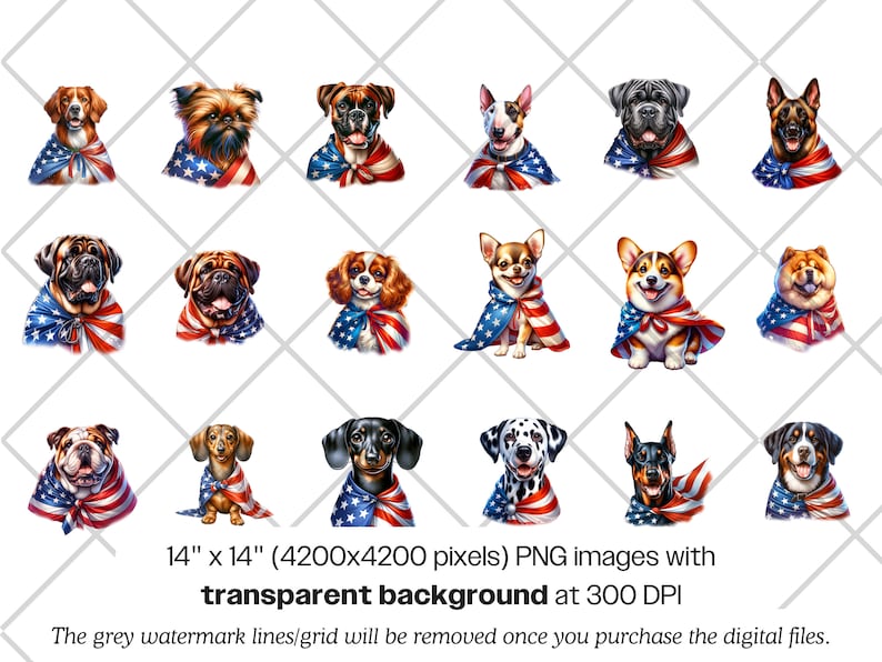Patriotic Dogs Clipart PNG Bundle · USA Flag 4th of July Puppy Dog ...