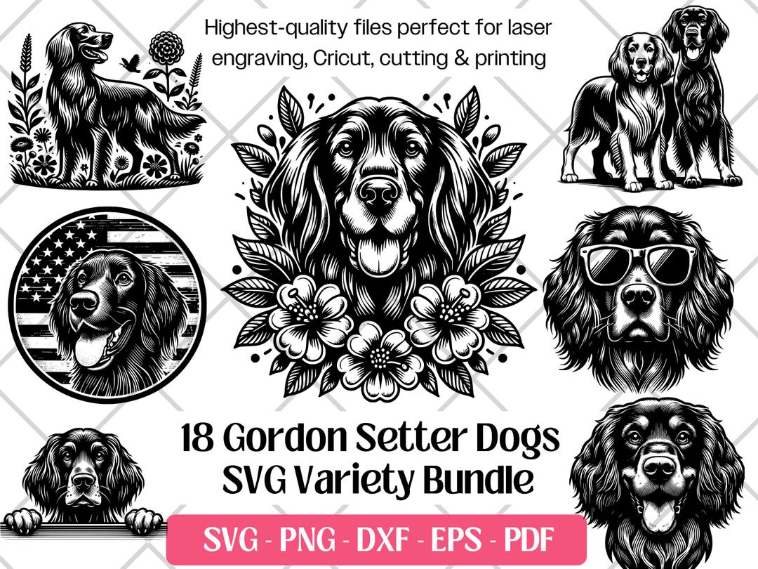 Gordon Setter SVG Bundle, Vector, PNG, Dxf, Eps,pdf, Cutting and Laser ...