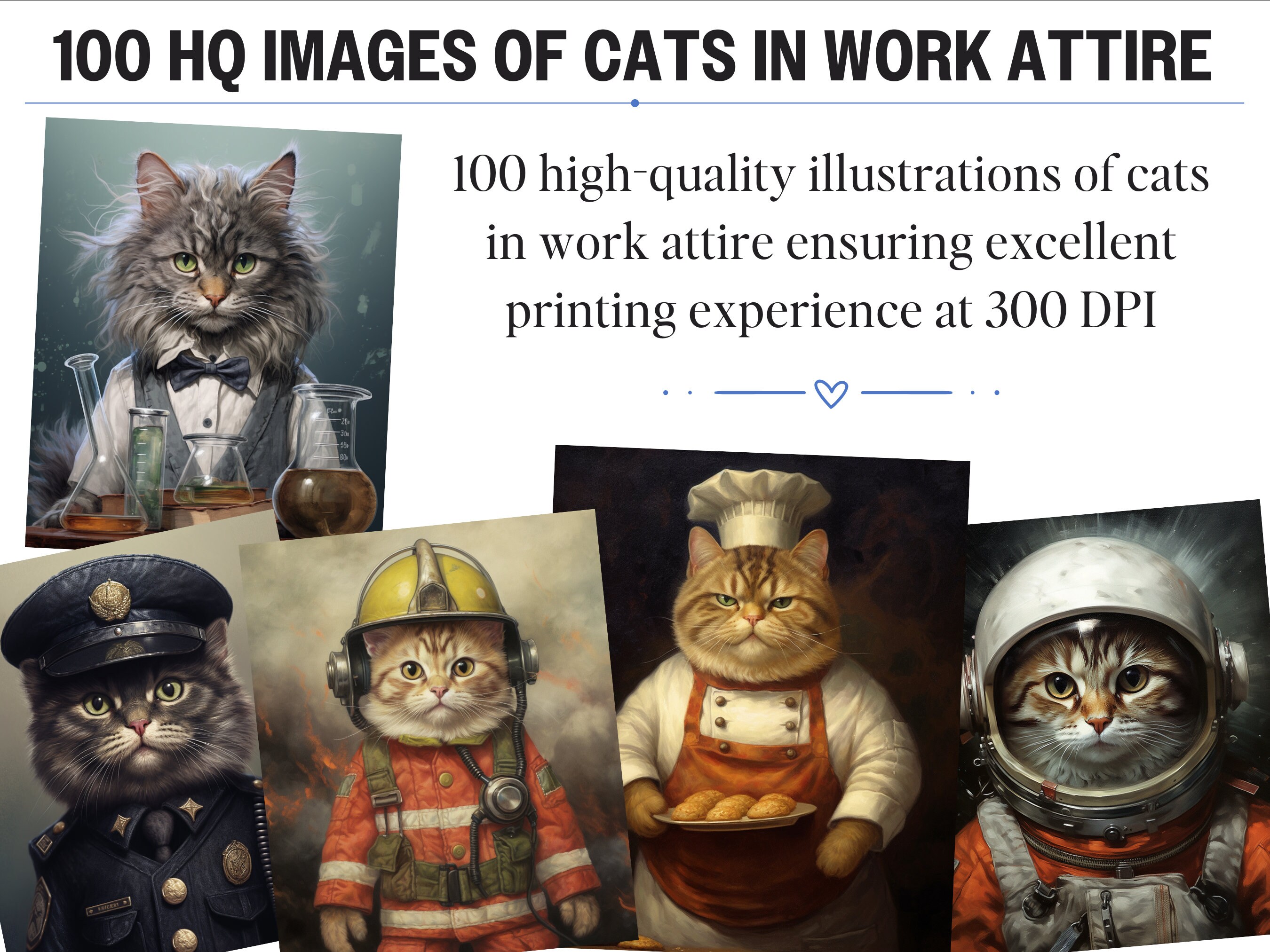 Cat Ephemera Pack, Cats at Work, 100 Cats in Work Attire, Cat PNG Pack ...