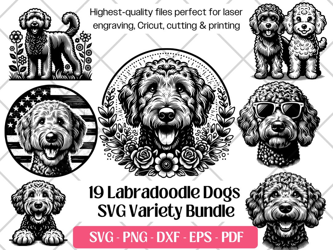 Labradoodle SVG Bundle, Vector, PNG, Dxf, Eps,pdf, Cutting and Laser ...