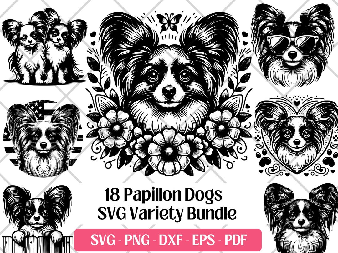 Papillon SVG Bundle, Vector, PNG, DXF, Eps,pdf Cutting and Laser ...