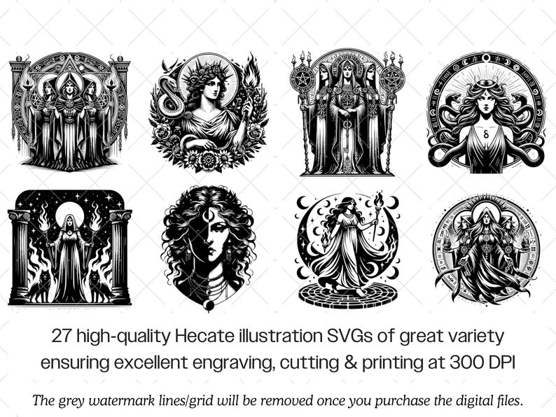 Hecate Goddess SVG Bundle, Wiccan Pagan Mythology Clipart Png, Laser ...