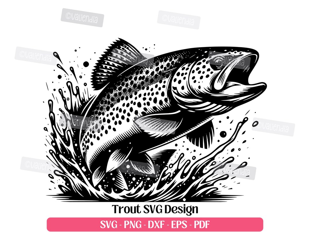 Trout SVG Cutting Laser Engraving File, Png Dxf Eps Pdf, Fishing Svg ...