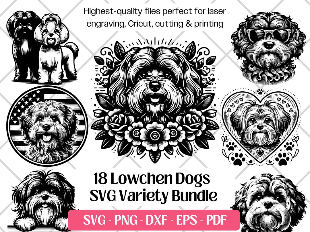 Lowchen SVG Bundle, Vector, PNG, Dxf, Eps,pdf, Cutting and Laser ...