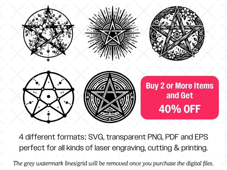Pentagram SVG Bundle · Wiccan Pagan Occult Pentacle Clipart PNG PDF ...