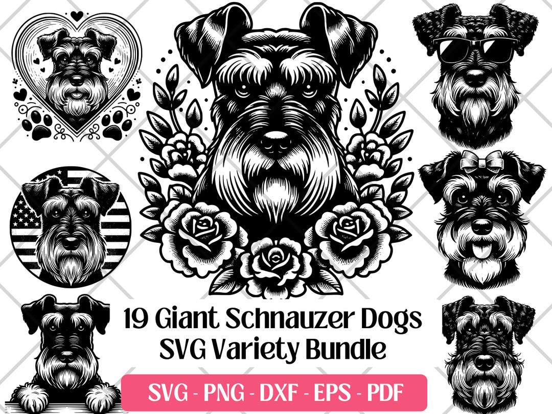 Giant Schnauzer SVG Bundle, Vector, PNG, DXF, Eps, Pdf Cutting and ...