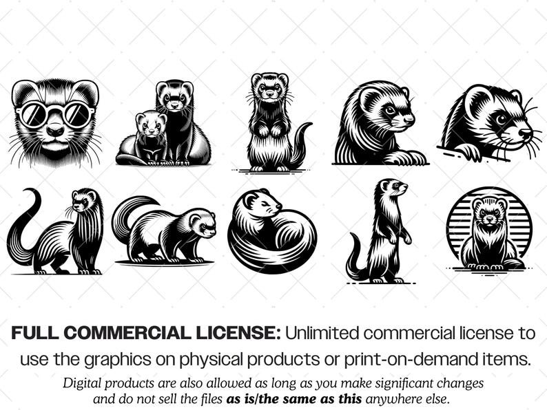 Ferret SVG Bundle · Whimsical Funny Pet Animal Clipart PNG PDF · Cricut ...