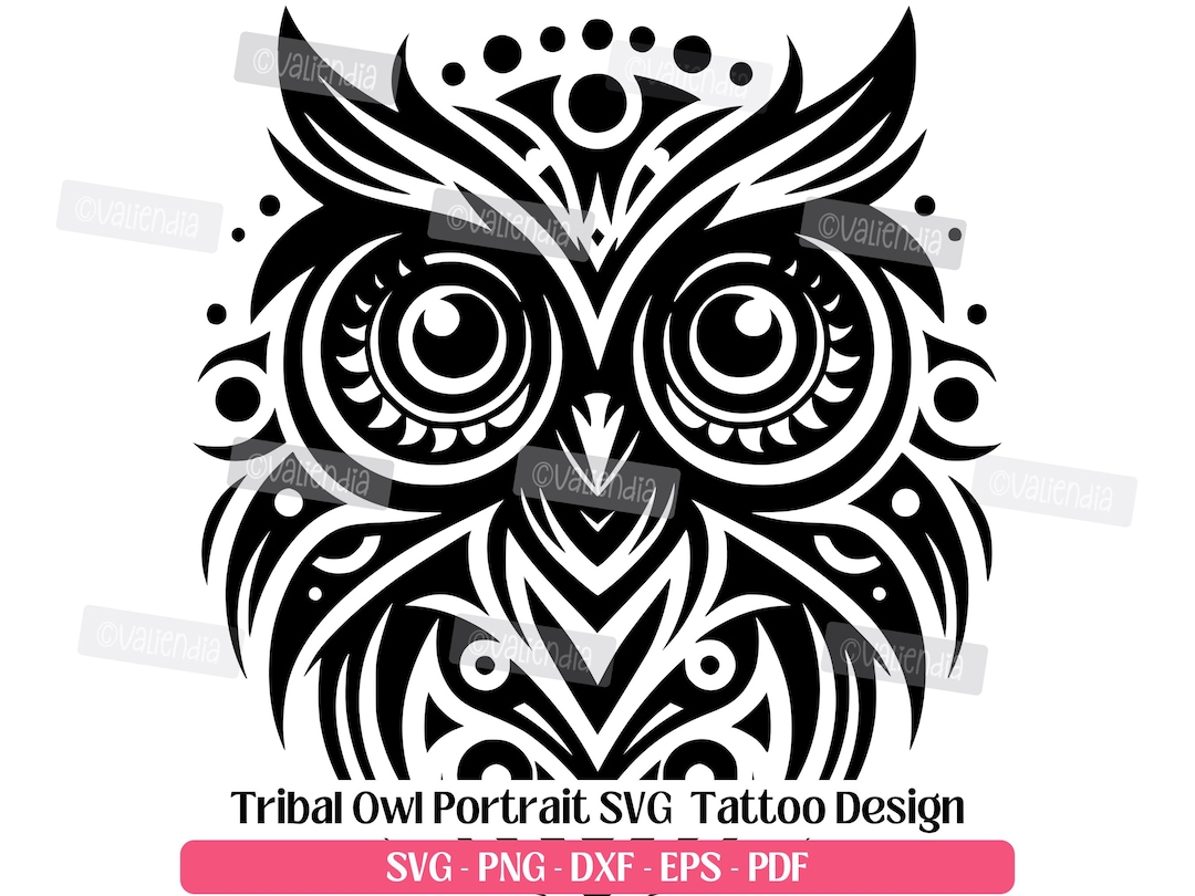 Owl SVG · Tribal Tattoo Animal Bird Face Clipart PNG · Cricut Files ...