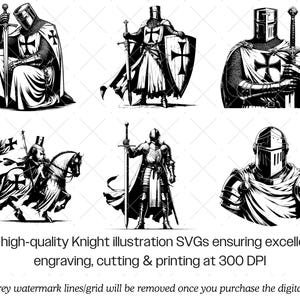 Knight SVG Bundle · Medieval Templar Warrior Crusader Knight Design ...