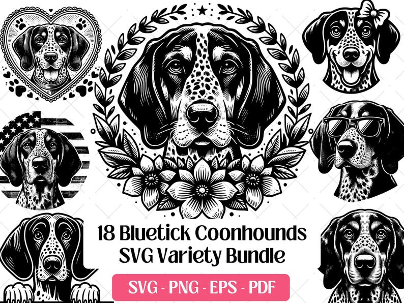 Bluetick Coonhound SVG Bundle · Hunting Hound Dog Clipart PNG · Cricut ...