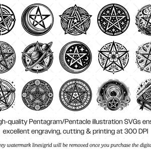 Pentagram SVG Bundle · Wiccan Pagan Occult Pentacle Clipart PNG PDF ...