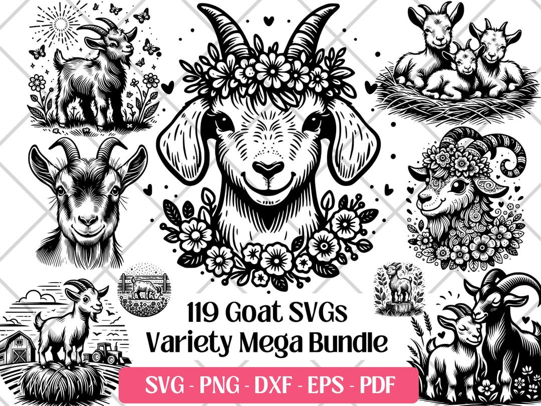 Goat SVG Bundle · Whimsical Floral Farm Animal Clipart PNG · Cricut - Etsy