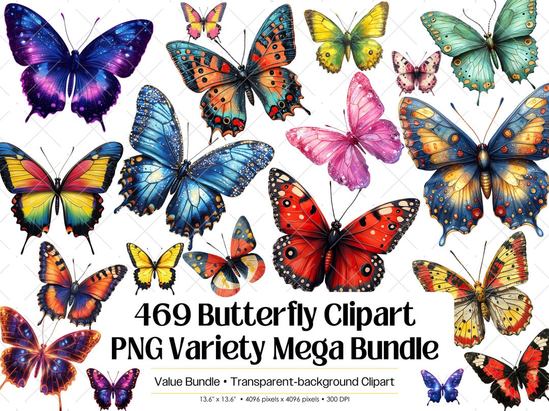Watercolor Butterfly Bundle, Printable Insect Clipart Png, Laser ...