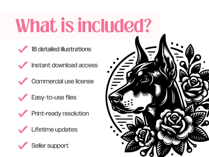 Doberman Pinscher SVG Bundle · Dobie Guard Dog Clipart PNG · Cricut - Etsy