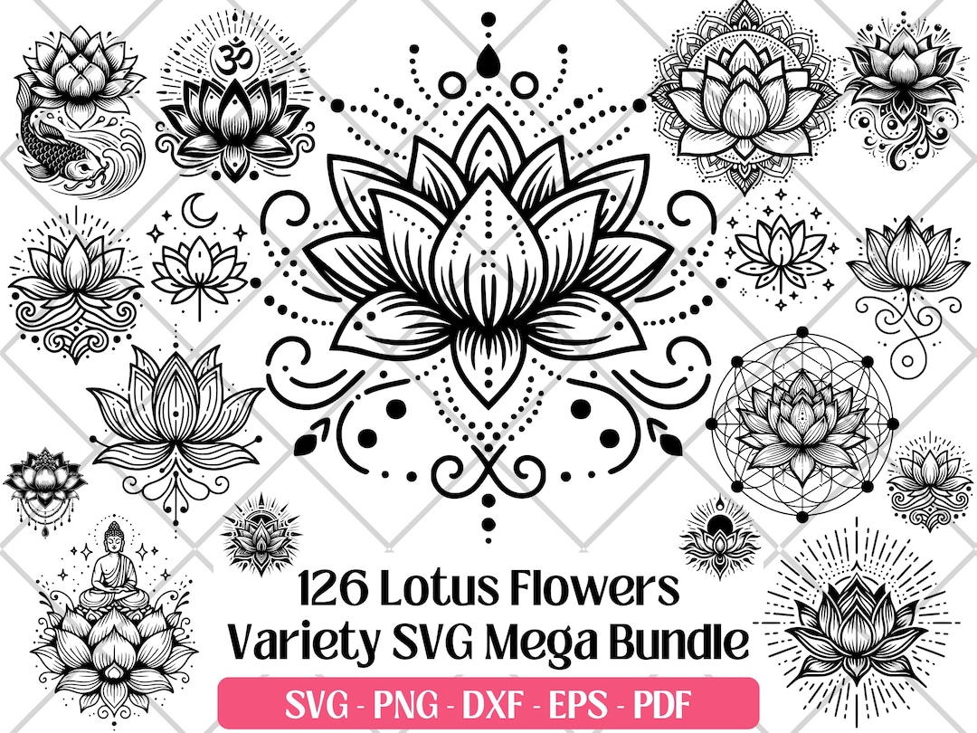 Lotus Flower SVG Bundle · Yoga Buddha Om Sacred Clipart PNG · Cricut ...