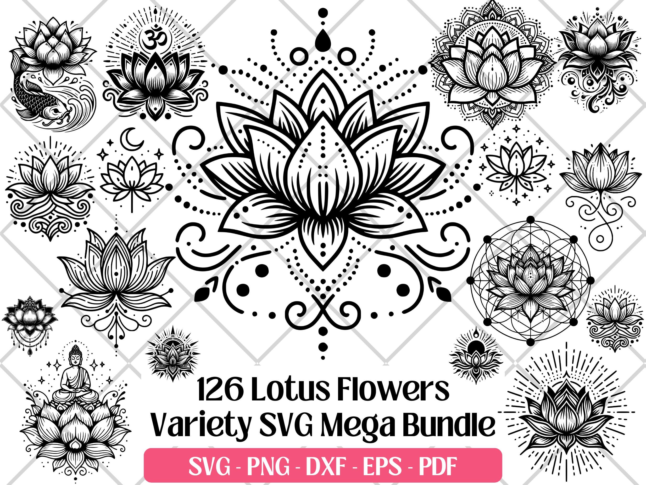 Lotus Flower SVG Bundle · Yoga Buddha Om Sacred Clipart PNG · Cricut ...