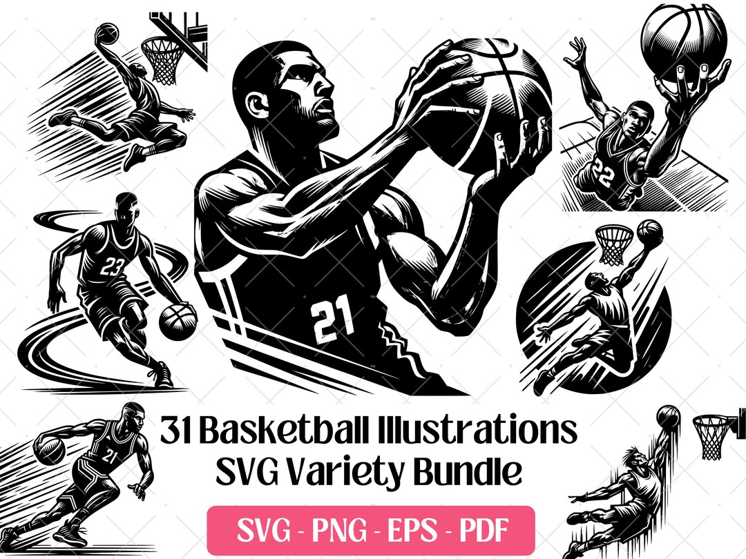 Basketball SVG Bundle, Cutting Laser Engraving Files Clipart Png Eps ...