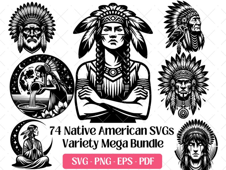Native American SVG Bundle · Tribal Aztec Indigenous Warrior Chief ...