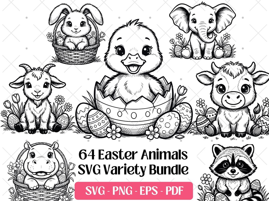 Easter Animal SVG Bundle · Spring Farm Bunny Clipart PNG · Cricut - Etsy