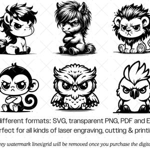 Grumpy Animal SVG Bundle · Funny Cartoon Humor Sarcastic Grumpy Animal ...