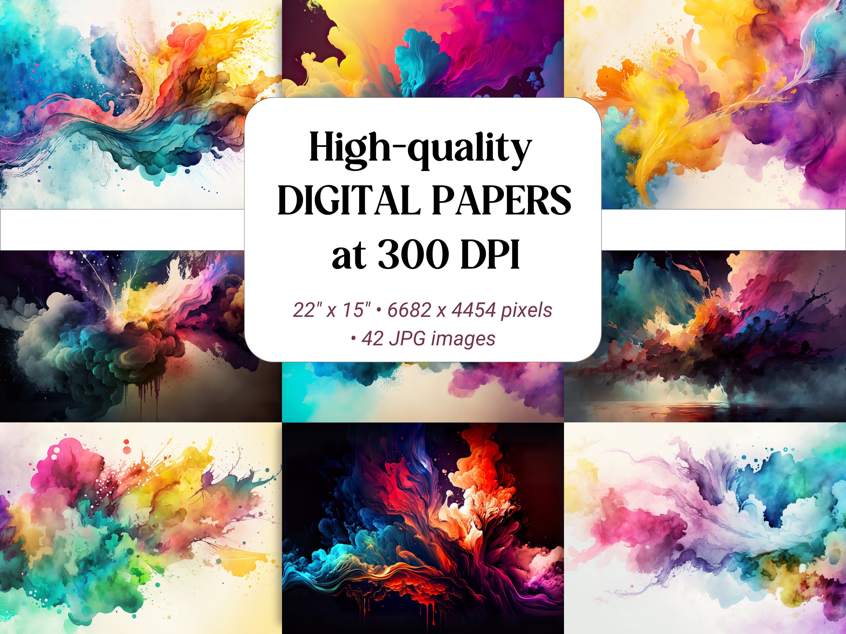 Abstract Watercolor Ink Backgrounds • Splash Effect Texture (digital ...