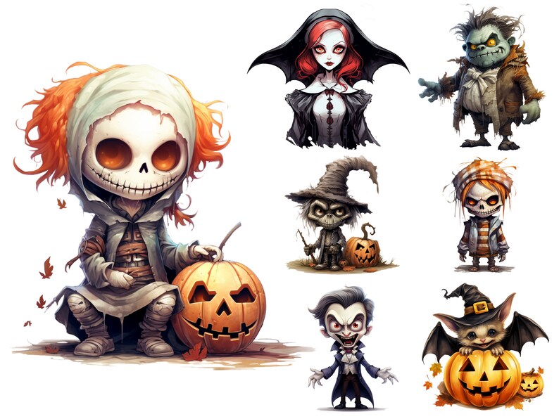 Halloween Clipart Bundle • 170 Halloween PNG Bundle, Sublimation PNG ...