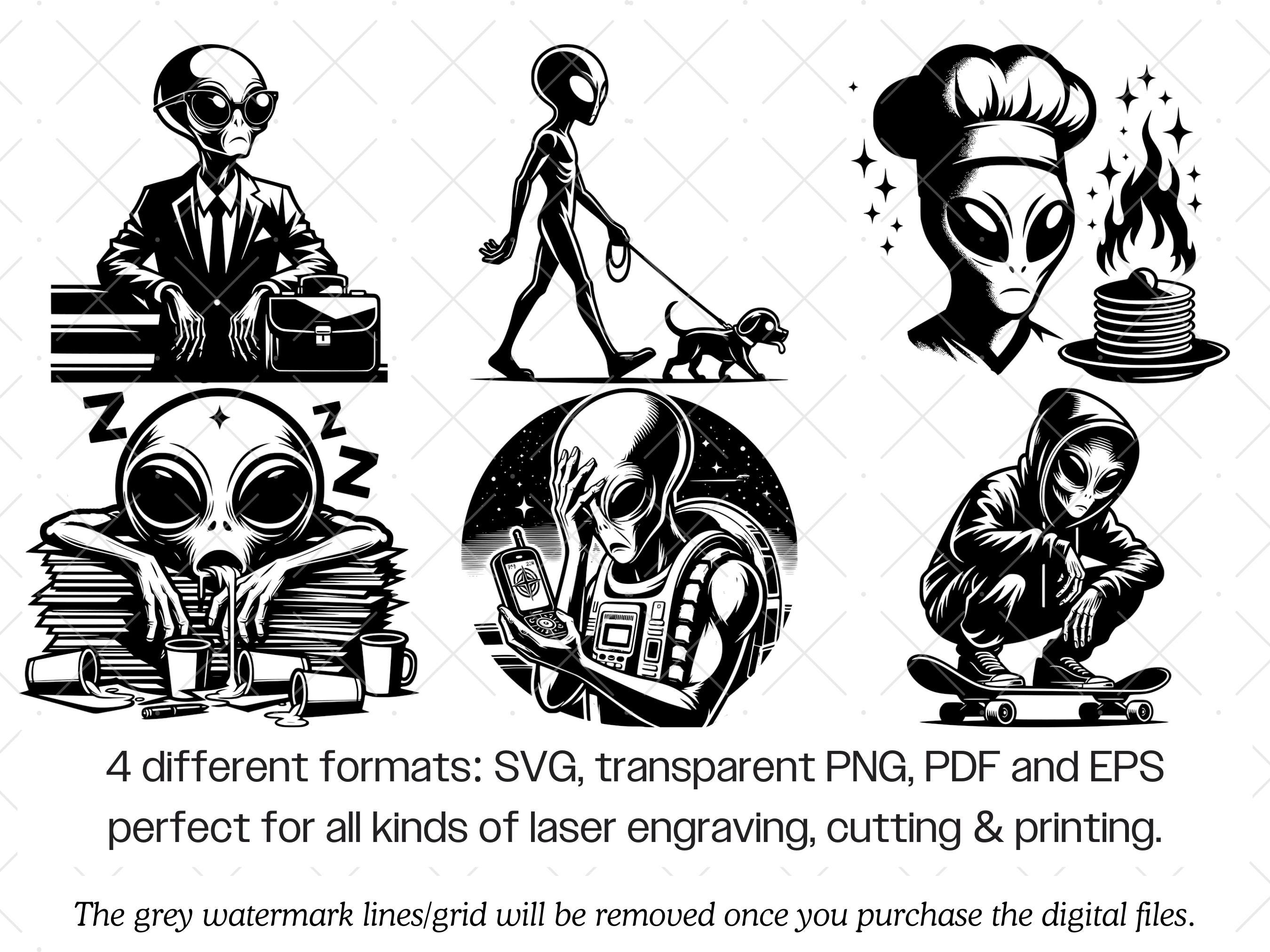Funny Alien SVG Bundle · Sci-fi Space Cartoon Humor Funny Alien Design ...