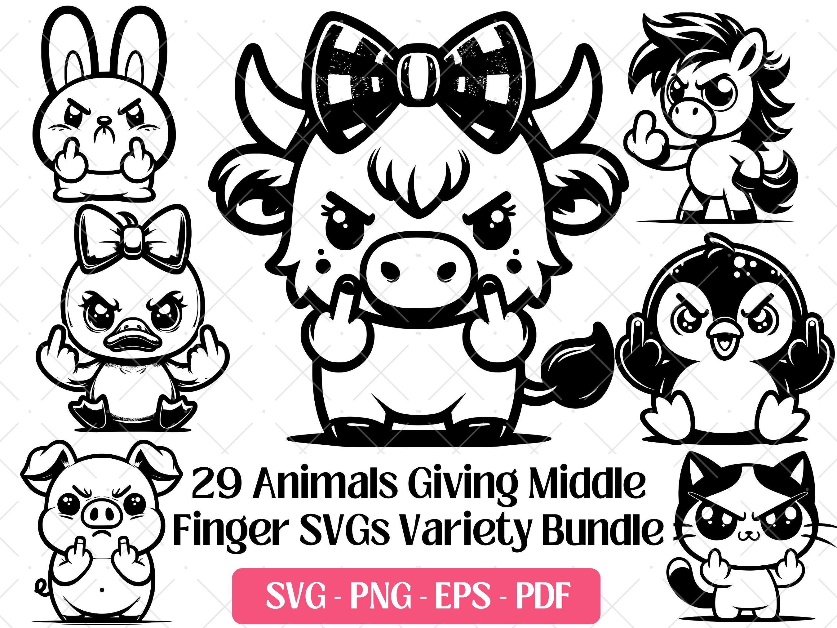 Grumpy Animals SVG Bundle · Funny Rude Humor Middle Finger Animal ...