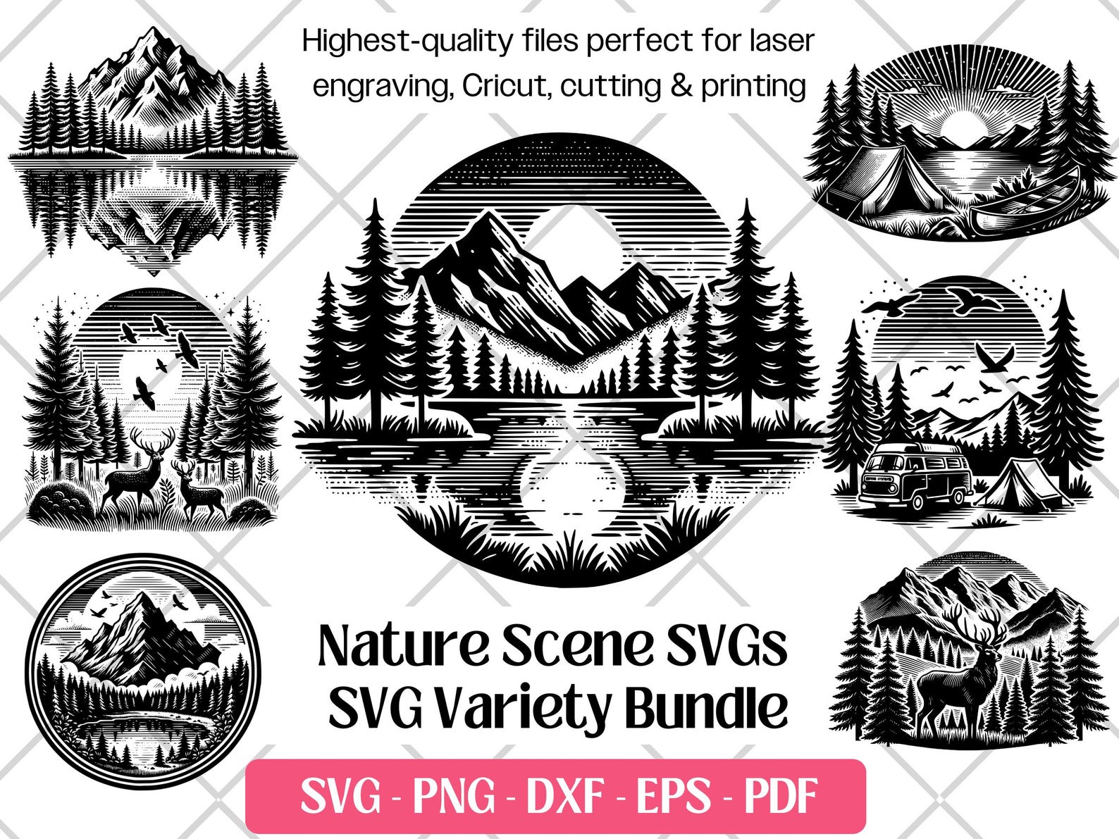 Nature SVG File Bundle, Vector, PNG, DXF, Eps,pdf Cutting Laser ...
