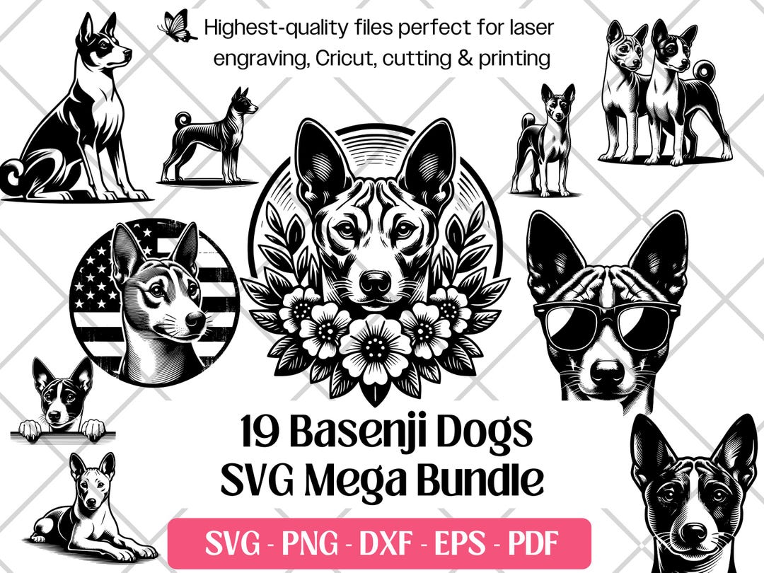Basenji SVG Bundle, Dog Vector, PNG, DXF, Eps, Pdf Cutting and Laser ...