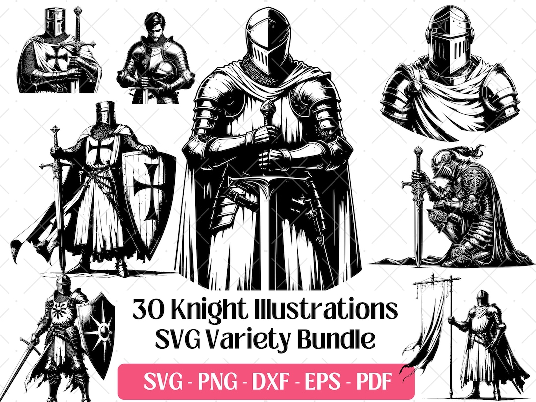 Knight SVG Bundle · Medieval Templar Warrior Crusader Knight Design ...