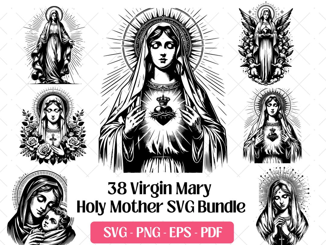 Virgin Mary SVG Bundle · Religious Catholic Christian Holy Design Holy ...