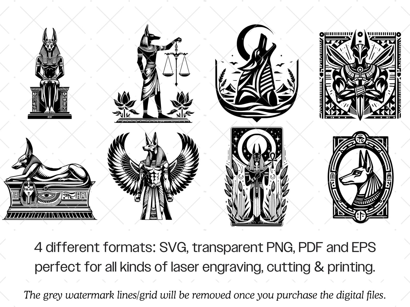 Anubis SVG Bundle Cutting Laser Engraving Files, Egyptian God Mythology ...