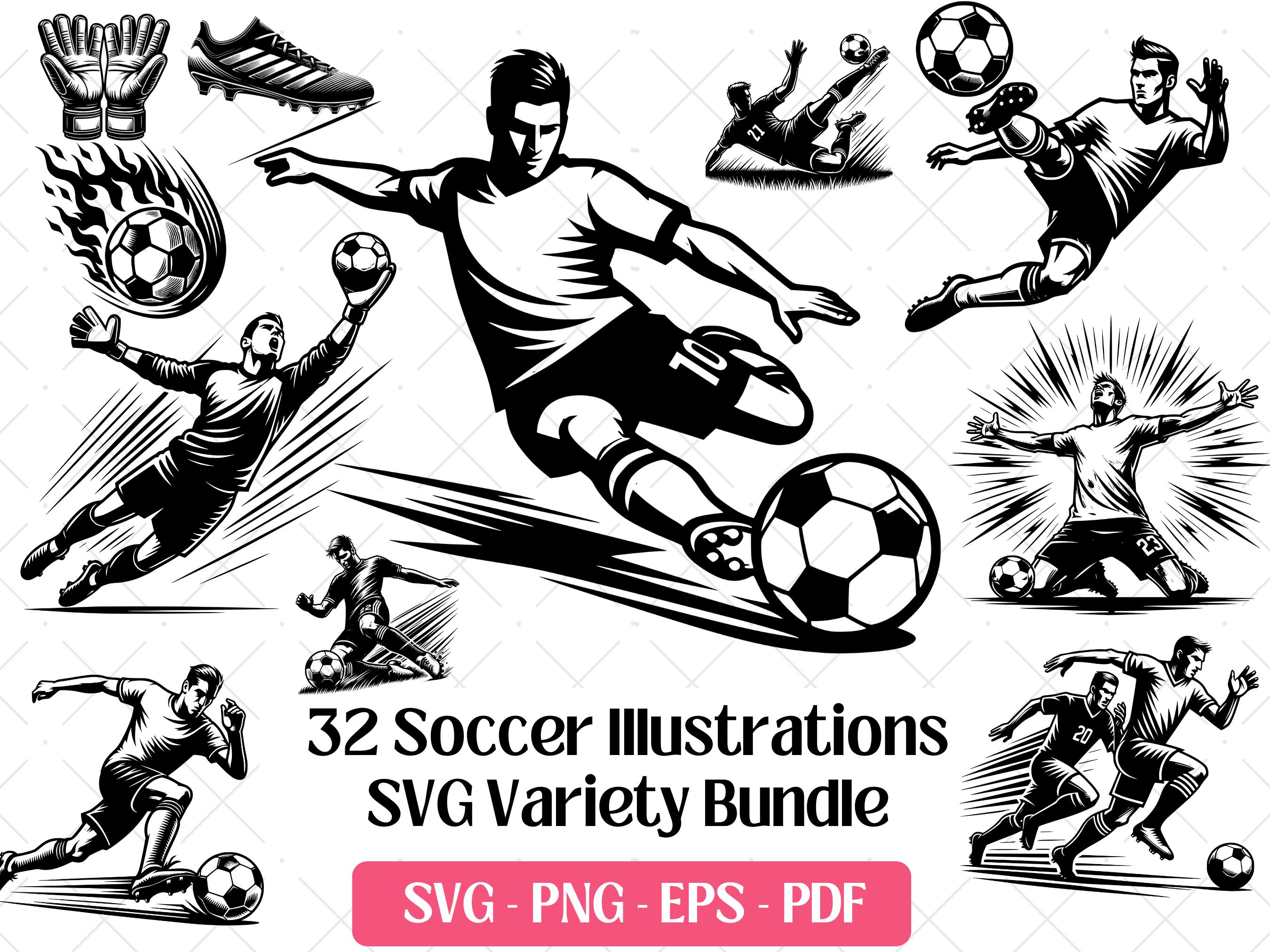 Soccer SVG Bundle · Sport Player Ball Football Clipart PNG PDF · Cricut ...